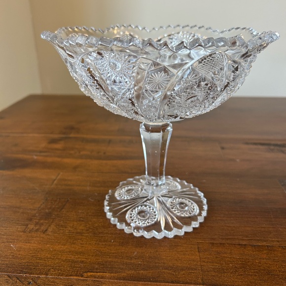 Accents | Vintage 714 Tall Pressed Glass Compote Beautiful Ornate ...